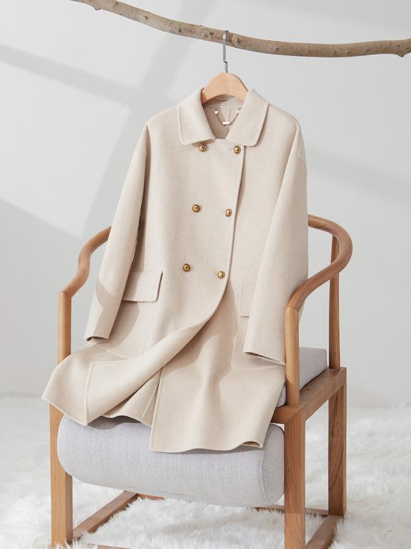 ・主素材: ウール・副素材: カシミヤ・パターン: 無地・厚み: 中厚・シルエット: レギュラー・着丈: ロング (80-100cm)・襟型: ラペル・袖丈: 長袖・加工: 熱定型・色: ピンク,ブラック,ライトベージュ・サイズ: S,M,...