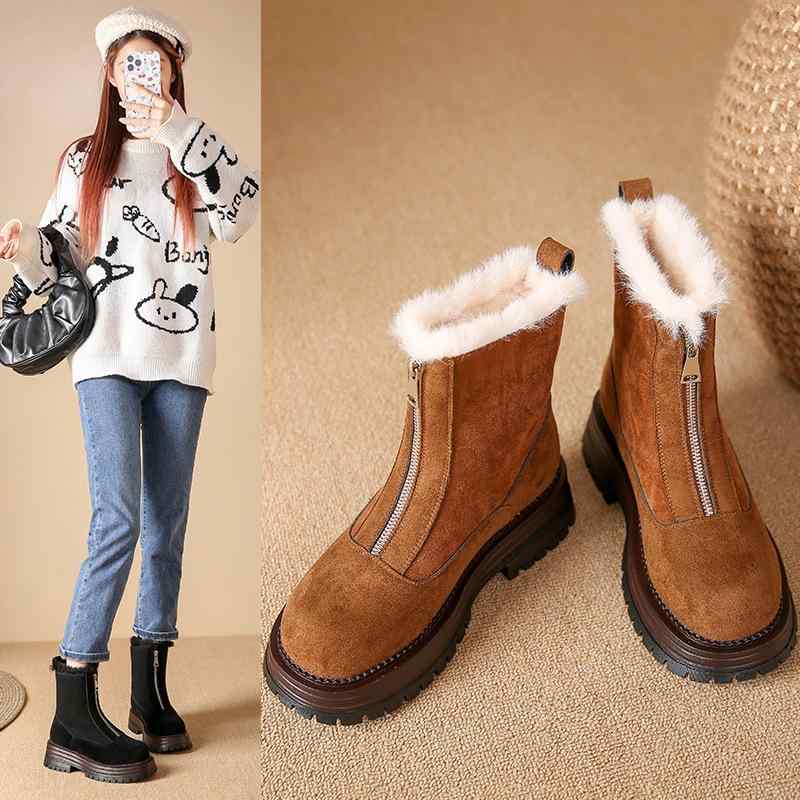 ・アッパー素材: PU・ソール素材: ラバー・ライニング素材: ラムフリース・インソール素材: 合成毛・アンクル高さ: ローカット・トゥ形状: ラウンドトゥ・ヒール形状: チャンキーヒール・開口: シャロー・ヒール高さ: 3-5cm・スタイ...