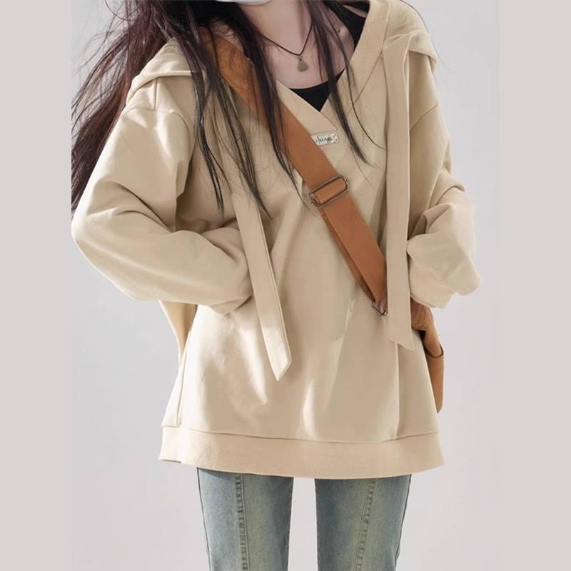 ・スタイル: プルオーバー・袖丈: 長袖・袖型: フリルスリーブ・襟型: フード・流行要素: スプライス・カラー: ミルクティー色,ピンク・厚み: 薄手・サイズ: S,M,L,XL,2XL,3XL・スタイルタイプ: 通勤・スタイル: アーバ...