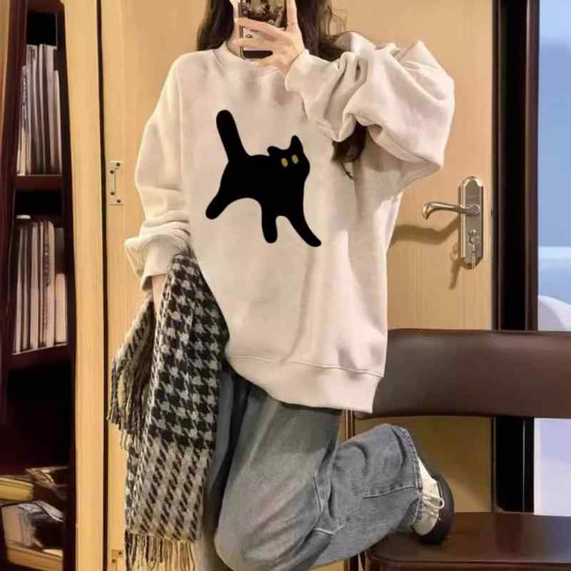 ・パターン: アニメカートゥーン・スタイル: プルオーバー・版型: ルーズ・組み合わせ: 単品・着丈: 中長款 (65-80cm)・袖丈: 長袖・袖型: 標準袖・襟型: 丸襟・厚み: 中厚・加工: プリント・色: 米灰色・サイズ: M,L,...