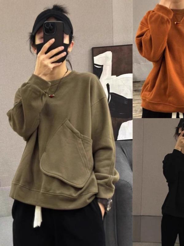 ・対象性別: 女性・スタイル: シンプル, 日韓カジュアル・シルエット: ゆったり・袖丈: 長袖・袖型: 通常袖・襟型: 丸首・厚み: 中厚・デザイン要素: ポケット・着用方法: プルオーバー・主素材: ポリエステル・主素材含量: 70-8...