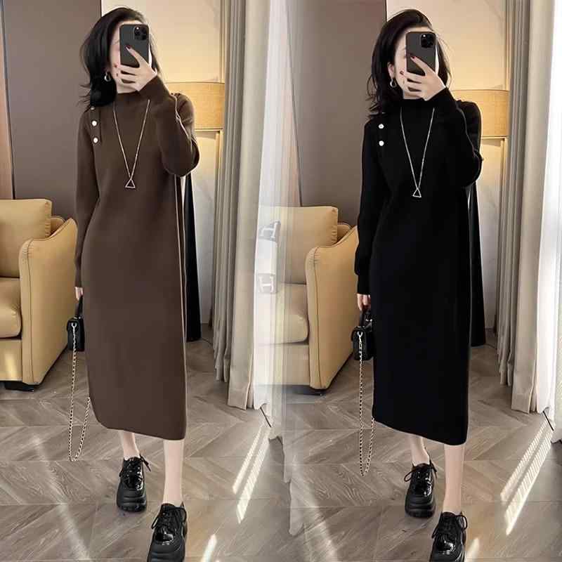 ・素材: 羊毛,ナイロン50-70%・厚さ: 厚手・セット: 単品・シルエット: ルーズ・袖タイプ: プリンセススリーブ・襟: ハーフハイネック・袖丈: 長袖・着丈: ロング80-100cm・色: ブラウン,ブラック・サイズ: フリー・着用...