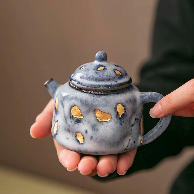 ・カラー: 24K金描手工壺,24K金描仿古壺・素材: 岩鉱泥・表面加工: 手描き・茶盤: 付属・スタイル: 国潮風,新中式