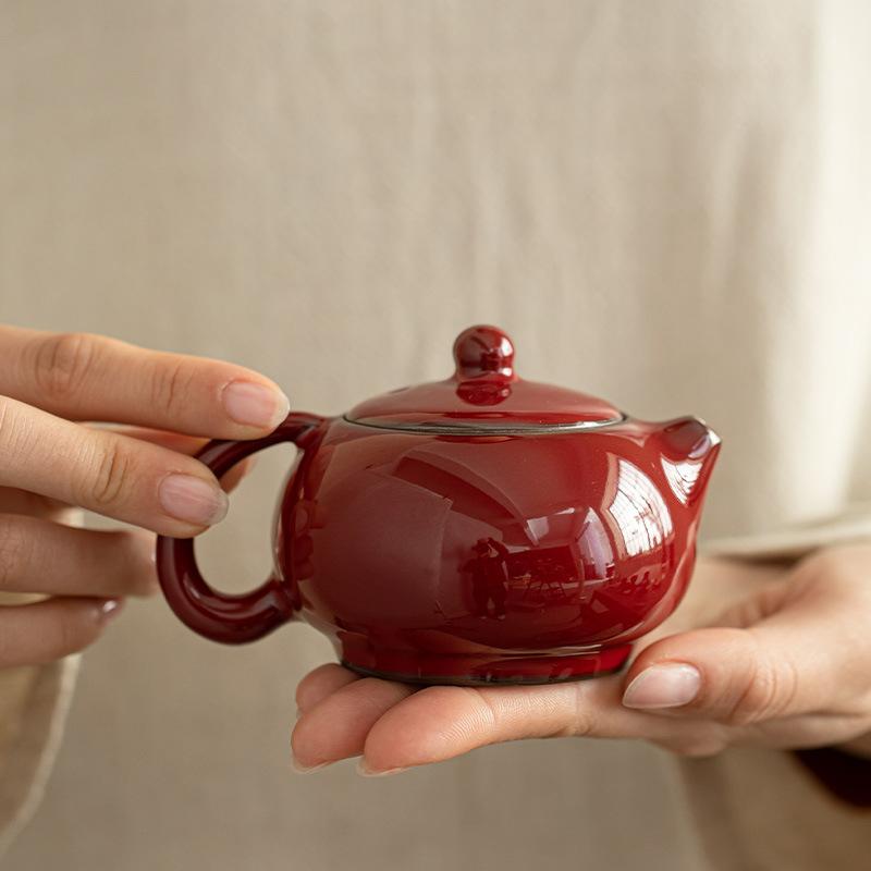 ・種類: 茶壺・素材: セラミック・色: 赤・形状: 小西施壺・分類: 郎紅・表面加工: 郎紅・スタイル: 新中式