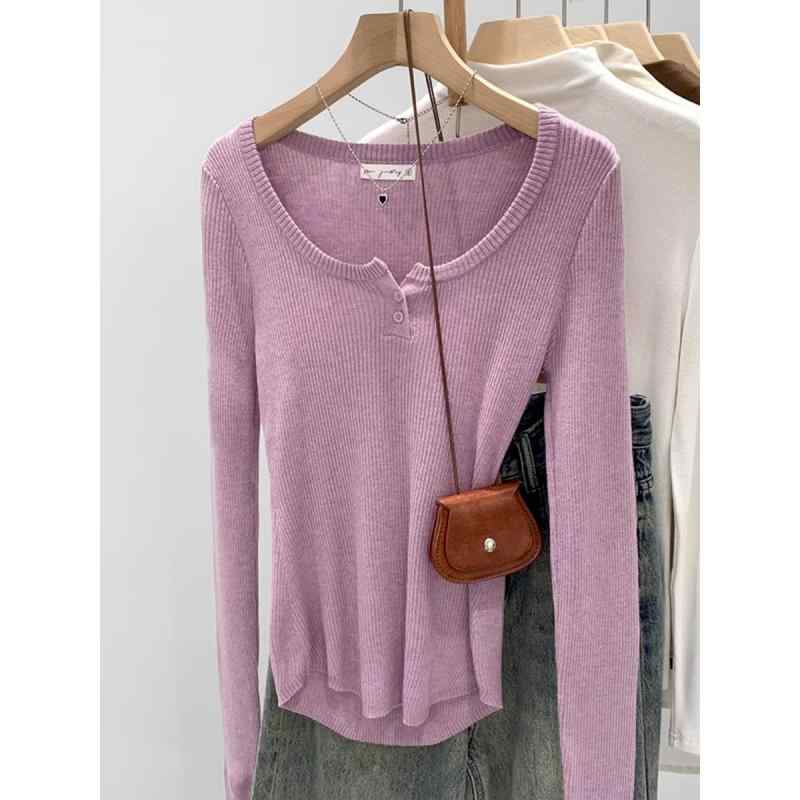 ・素材: ポリエステル・シルエット: スリム・袖タイプ: スタンダード・首元: Uネック・袖丈: 長袖・ディテール: ボタン・着丈: 普通款(50cm<着丈≤65cm)・カラー: 紫,黄,杏,深灰・サイズ: S,M,L・着用方法: プ...