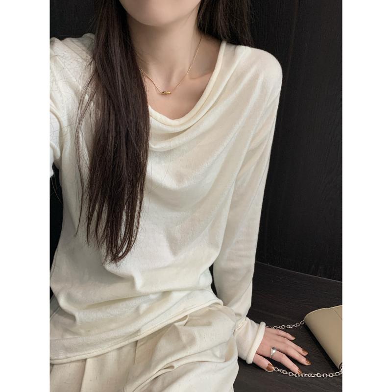 ・素材: ポリエステル・首元: 丸首・袖丈: 長袖・袖型: 通常袖・色: 杏色, ブルー, グレー・サイズ: S, M, L・対象年齢: 成人・対象性別: 女性・商品カテゴリ: ニット