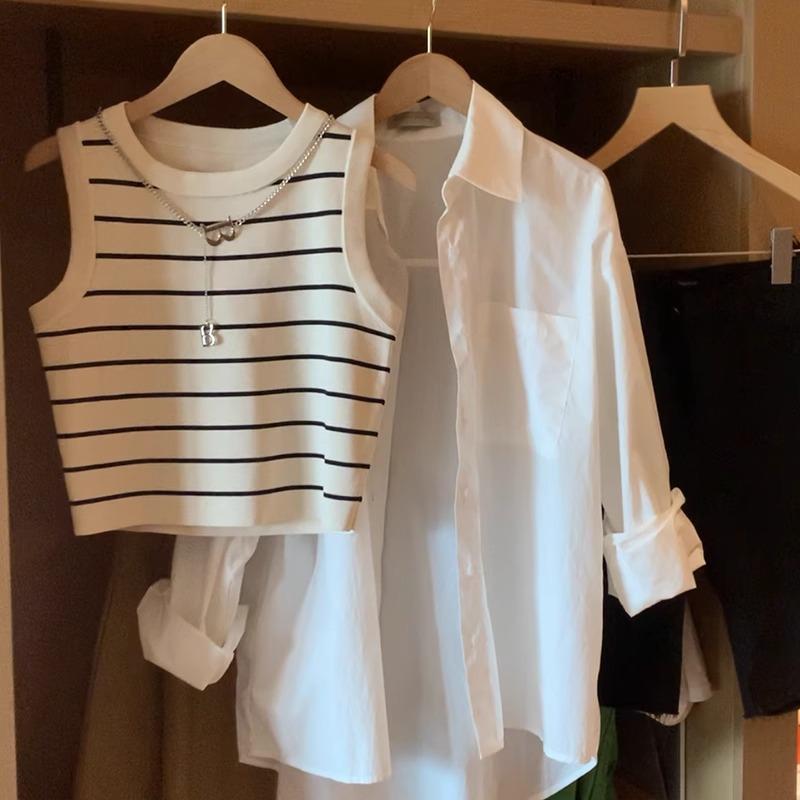 ・袖丈: 無袖・シルエット: スリム・丈: 短め・要素: シンプル・素材: ポリエステル・主素材: 再生セルロース繊維30-50%・カラー: 杏色ストライプ,白色ストライプ,ピンクストライプ,黒ストライプ,緑ストライプ,マスタードグリーンス...