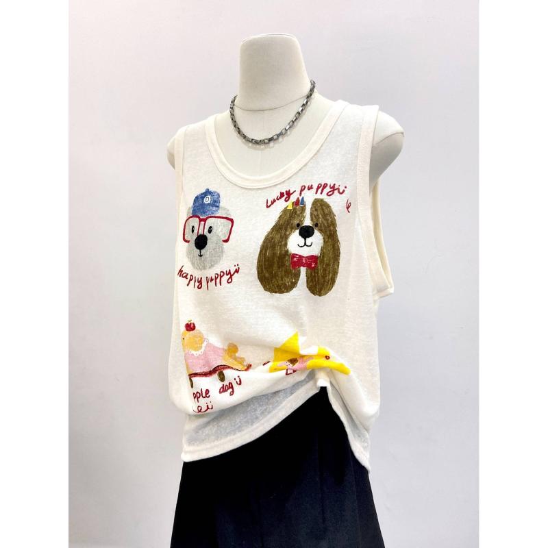 ・スタイル: ノースリーブ・シルエット: ルーズ・着丈: 普通(50cm超65cm以下)・柄: アニメ・ディテール: プリント・素材: コットン・カラー: アンズ,グレー・サイズ: S,M,L,XL・主素材含有率: コットン30%以下・対象...