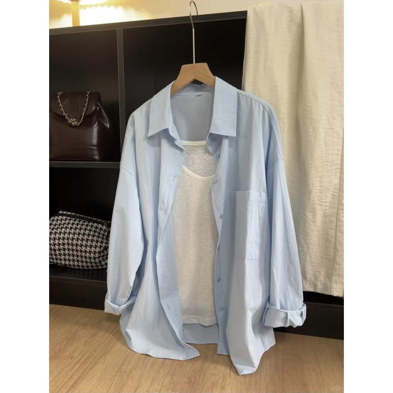 ・素材: コットン・主素材成分: コットン30%以下・スタイル: ベーシック・袖丈: 長袖・加工: ノンアイロン処理・着丈: 普通 (50-65cm)・襟型: スタンドカラー・袖型: 普通袖・デザイン: 無地・カラー: ライトブルー,ホワイ...