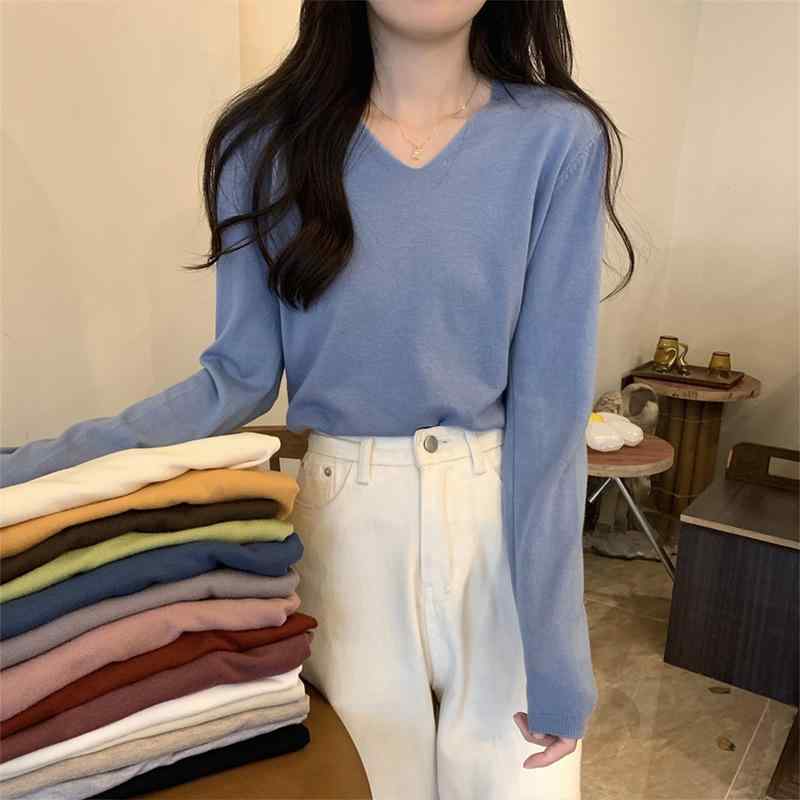 ・柄: 無地・組み合わせ: 単品・シルエット: ゆったり・袖デザイン: 通常袖・襟: Vネック・袖丈: 長袖・色: フォグブルー,白,黒,オートミール,アプリコット,パープル,ラストレッド,フラワーカメル,パープルレッド,シルバーグレー,コ...