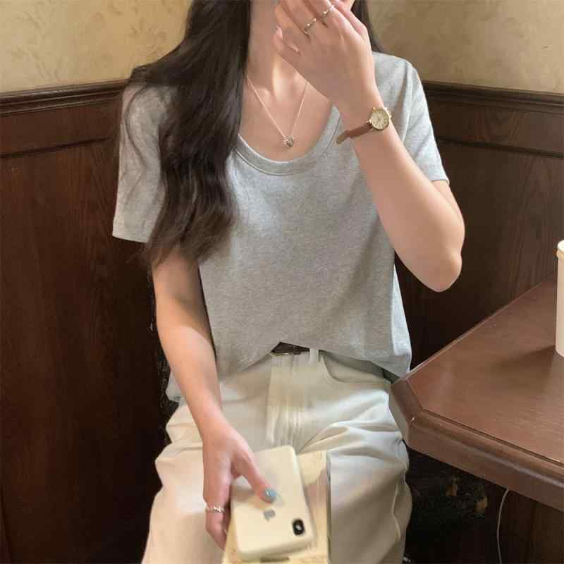 ・素材: コットン・主素材含有率: 90%-95%・袖丈: 短袖・加工: ノーアイロン・シルエット: ゆったり・着丈: 普通 (50cm超65cm以下)・襟型: Uネック・袖型: 標準・デザイン: 無地・カラー: グレー,ブラック,ホワイト...