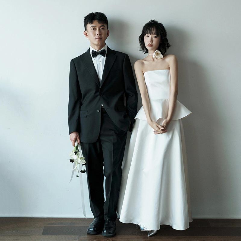 ・素材: ポリエステル 70-80%・色: ホワイト,ブラック,グレー,ベージュ・サイズ: XS,S,M,L,XL・スカート形状: Aライン・柄: 無地・スタイル: ストラップレス・袖丈: ノースリーブ・スカート丈: ロング・ウエスト位置:...