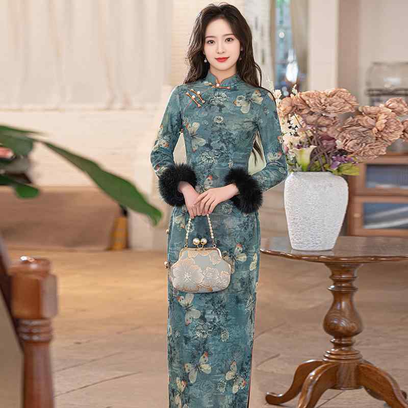 ・素材: ポリエステル・素材含有率: 50%-70%・素材2: ポリエステル・素材2含有率: 90%-95%・旗袍長さ: ロング旗袍・領型: ハーフハイネック・襟型: 斜め襟・袖丈: 長袖・スリット: 低スリット・サイズ: S,M,L,XL...