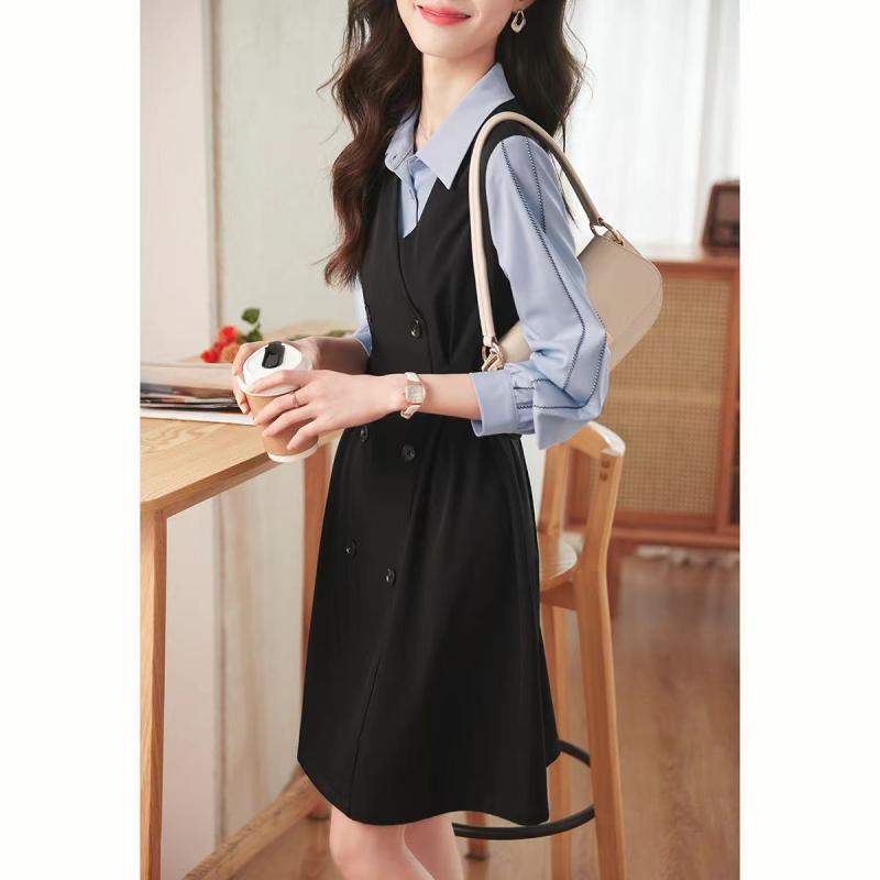 ・柄: 無地・加工: ボタン、プリーツ、接ぎ・スタイル: スーツスカート・組み合わせ: 単品・丈: ミディ丈・スカート型: Aライン・襟型: ポロ襟・袖型: ランタンスリーブ・袖丈: 長袖・ウエスト: ハイウエスト・主素材: PVC・色: ...