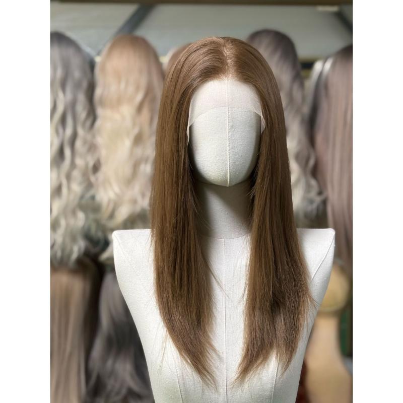 ・対象: 女性・加工: 手織加機織・素材: 高温絲・劉海: 齊、斜・色: シャンパンライトブラウン,ナチュラルブラック・トップピース: 13×14cm・タイプ: 劉海