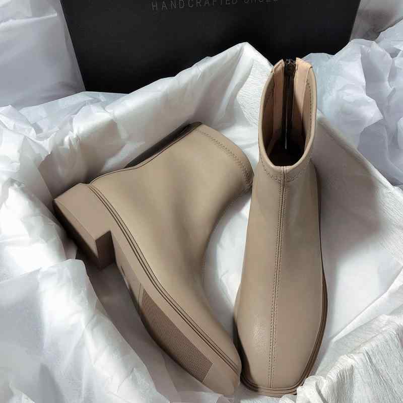 ・対象年齢: 成人・対象性別: 女性・スタイル: 韓国風・トゥ形状: スクエア・ヒール高: 3-5cm・機能: 通気, 防滑・筒丈: 膝上・着脱方法: 後ろジッパー・柄: 無地・アッパー素材: 合成皮革・ソール素材: ゴム・インソール素材:...