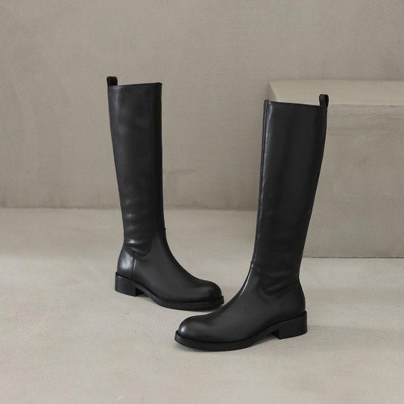 ・対象性別: 女性・スタイル: 英倫・トゥ形状: 丸トゥ・ヒール形状: 太ヒール・ヒール高: 1-3cm・ブーツスタイル: ライダーブーツ・ディテール: ステッチ・機能: 耐摩耗・筒丈: ロング・厚み: 標準・着脱方法: サイドジッパー・パ...