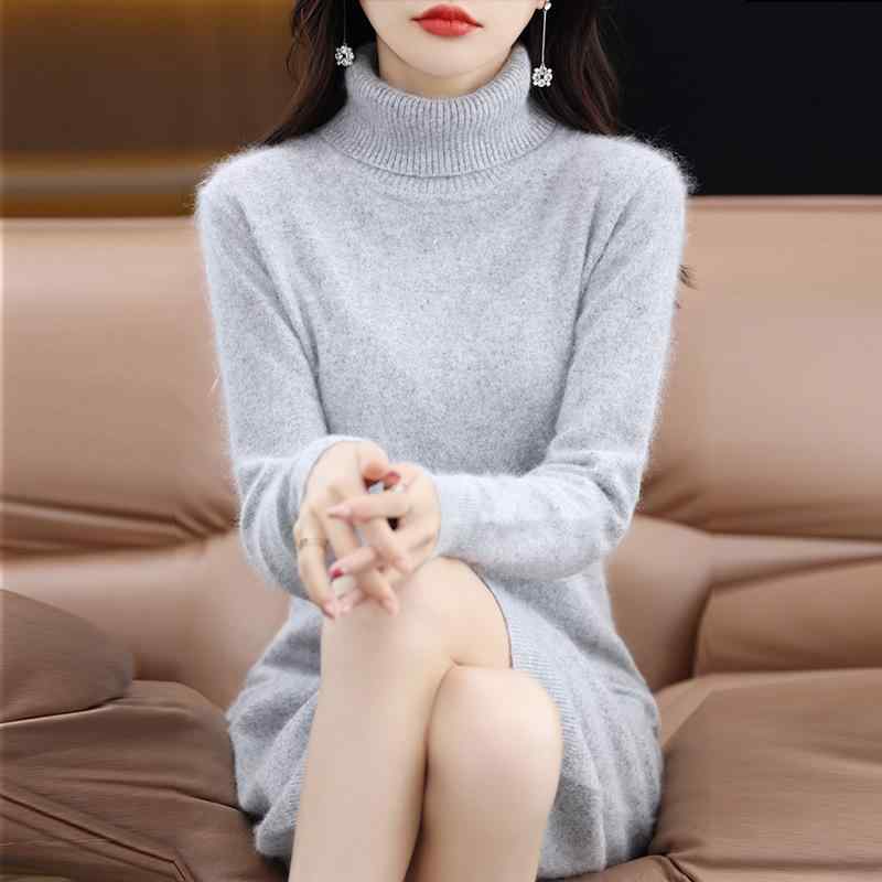 ・素材: ミンク・柄: 無地・厚み: 中厚・首元: プルオーバー・フィット: ルーズ・着丈: 中長 (65-80cm)・襟: ハイネック・袖丈: 長袖・袖型: ストレート・色: ベージュ,キャメル,ライトグレー,ピンク,ワインレッド,レッド...