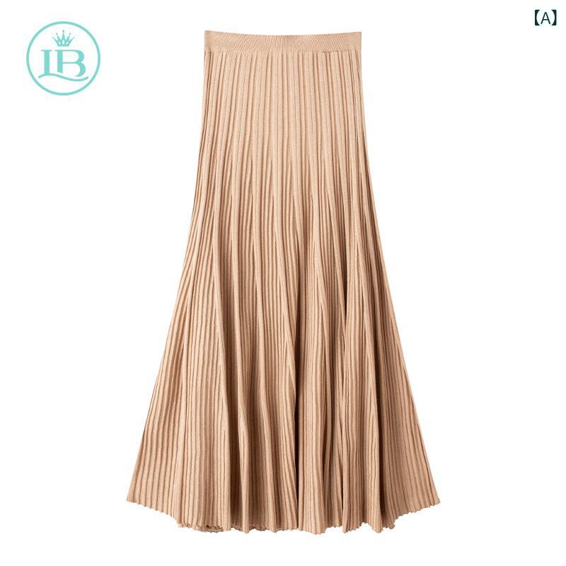 ・素材: シルク・副素材: カシミア・主素材含有率: 80-90%・副素材含有率: 30%以下・スカートタイプ: プリーツスカート・丈: ロング・加工: プレーツ加工・カラー: ベージュ,杏・サイズ: M,L・スタイル: シンプル,日韓カジ...