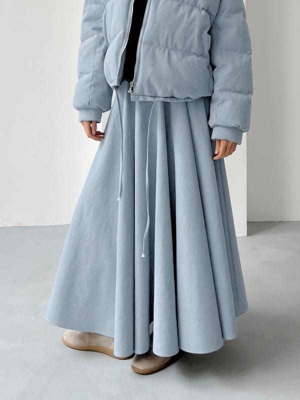 ・柄: 無地・加工: パッチワーク/スプライス・生地名: コットンリネン・主生地成分: コットン・スカート型: Aライン・スカート丈: ロング・ディテール: ジッパー・色: ブルー・コットン含有率: 100%・重量: 約419g・サイズ: ...