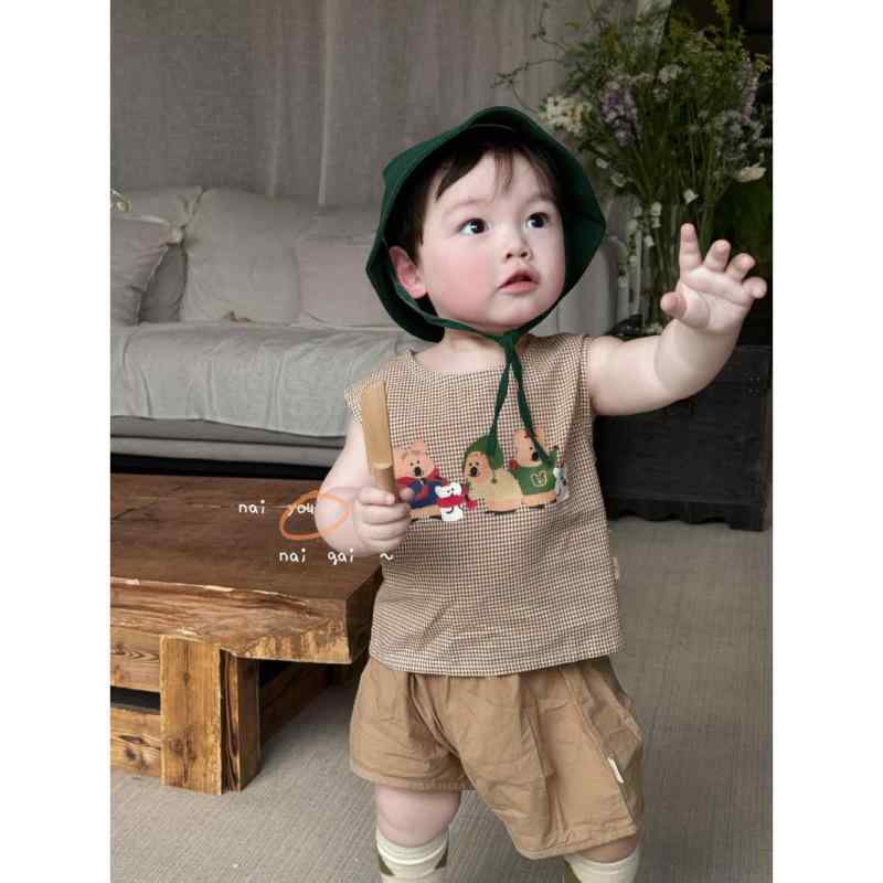 ・性別: メンズ・セット数: 2点セット・対象年齢: 8歳以上140cm以上・袖丈: ノースリーブ・厚み: 薄手・柄: カートゥーン、他・素材: コットン・コットン含有率: 51%-70%・安全基準: Cクラス・カラー: ブラウン・適合身長...