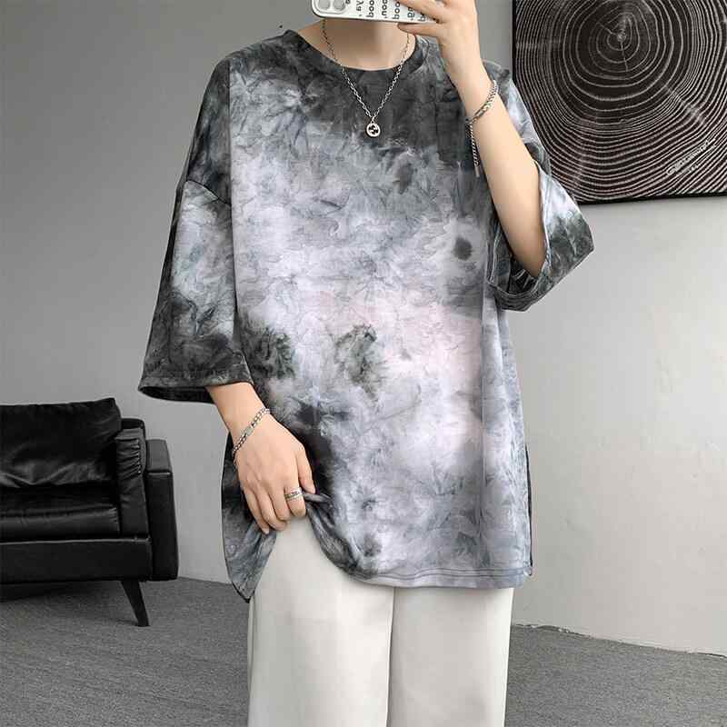 ・素材: ポリエステル95%、スパンデックス5%・柄: 迷彩・シルエット: ゆったり・首元: 丸首・袖丈: 半袖・厚み: 薄手・ディテール: 提花・加工: プリント・カラー: 虹色,タイダイ黒,紫・サイズ: M,L,XL,2XL,3XL,4...