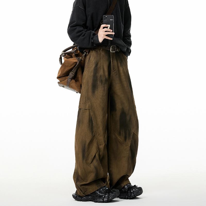 ・スタイル: ストリート・款式: ベーシック・パンツ型: ストレート・加工: ウォッシュ・丈: ロング・ウエスト: ミッド・前立て: ジップ・厚み: 普通・ディテール: コントラストカラー・ストレッチ: なし・裾: ストレート・染め: タイ...