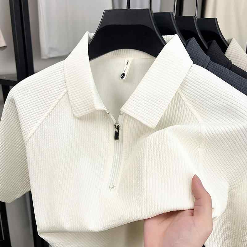 ・素材: ポリエステル97.1%、スパンデックス2.9%・柄: ストライプ・フィット: ルーズ・スタイル: プルオーバー・襟: 折り返し・袖丈: 短袖・厚み: 普通・生地: 化学繊維混紡・使用シーン: 日常・ディテール: ジャカード・カラー...