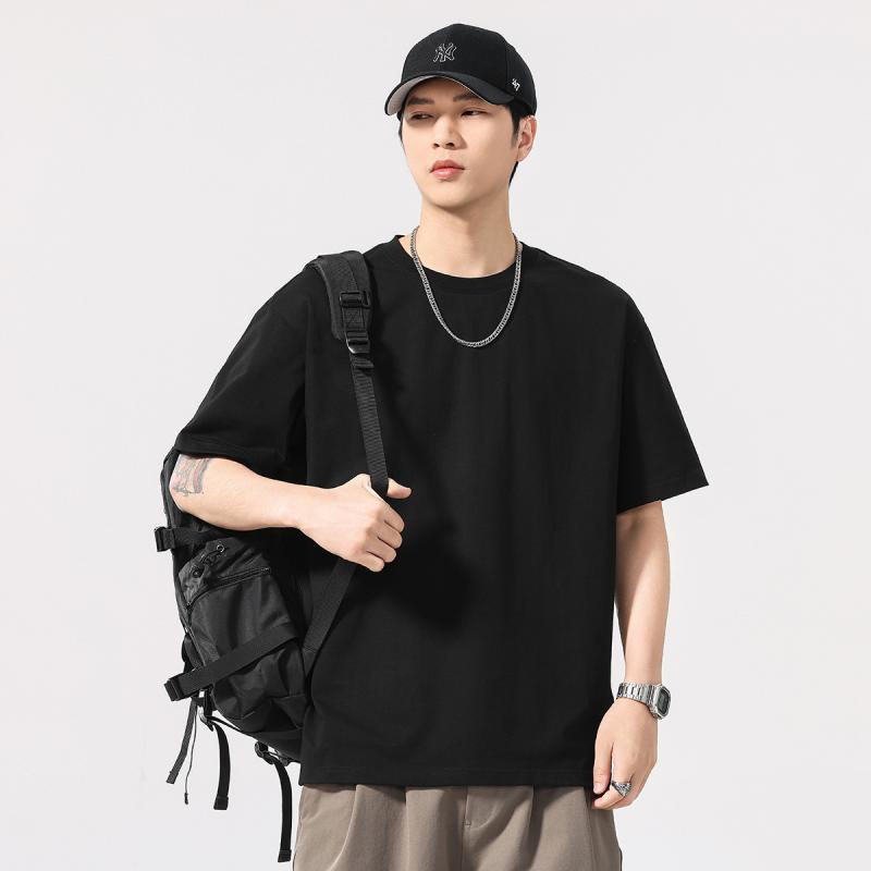 ・スタイル: レトロ・素材: コットン100%・パターン: 無地・シルエット: ルーズ・タイプ: プルオーバー・ネック: クルーネック・袖丈: ショートスリーブ・厚み: ミドル・加工: ウォッシュ・カラー: ブラック,ホワイト,グレー・サイ...