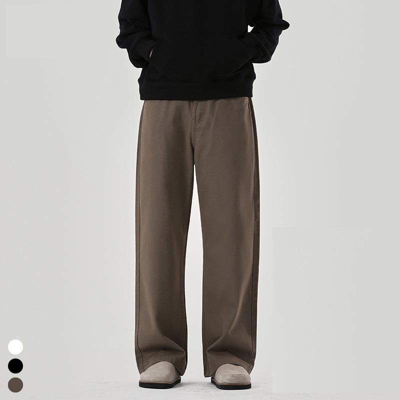 ・スタイル: レトロ・シルエット: ストレートパンツ・パンツ形状: ストレート・丈: ロング・ウエスト: ミッド・前立て: ジッパー・厚み: 普通・生地: デニム・成分: コットン100%・用途: 日常・ディテール: ポケット装飾・裾: ス...