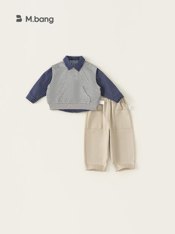 ・対象性別: 男・スタイル: シンプル・セットタイプ: パンツセット・セット数: 3点セット・対象年齢: 3~8歳・パンツ長: ロングパンツ・生地加工: 柔軟処理・厚み: 普通・パターン: ストライプ・主生地成分: コットン・主生地成分含量...