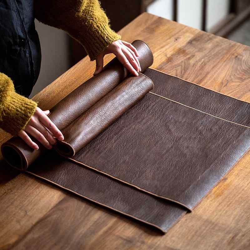 ・素材: 革・スタイル: 国潮風・サイズ: 大号 長100cm 幅50cm、小号 長80cm 幅32cm・色: 皮革干泡茶席-大号,皮革干泡茶席-小号