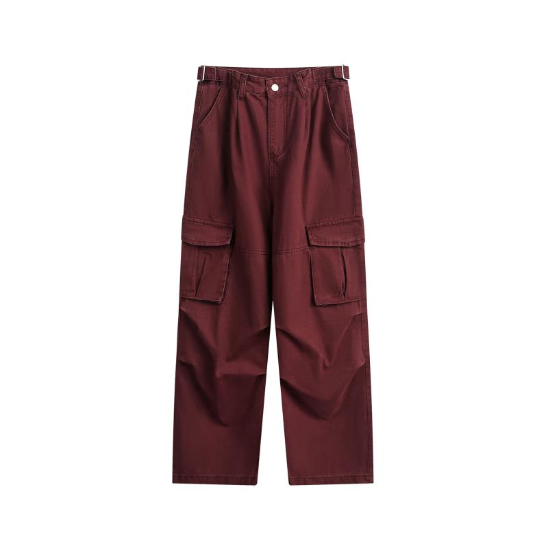 ・スタイル: ワークパンツ・パンツ型: ルーズタイプ・丈: ロング・ウエスト位置: ミッドライズ・素材: コットン・主素材成分: コットン100%・伸縮性: 微弾性・カラー: レッド,杏色,グレー・サイズ: M,L,XL,XXL・機能: 耐...