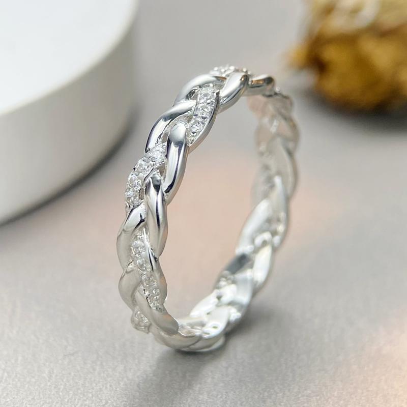 ・素材: 925シルバー・形状: 幾何型・加工: ジルコン嵌め込み・タイプ: 閉口リング・カラー: ホワイト・サイズ: 6号,7号,8号,9号,10号・デザイン要素: ツイスト,チェーン・スタイル: ライトラグジュアリー・スタイル分類: フ...