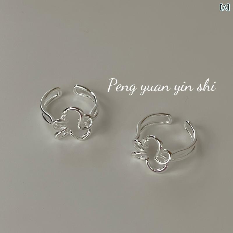 ・素材: シルバー・素材純度: 925シルバー・形状: 花、幾何型・加工: メッキ・重量: 3.1g・サイズ: 開口可調節・流行要素: 花、花びら・スタイル: 韓国風・スタイル分類: 清新甘美・対象: 女性用・流行要素分類: 植物花卉