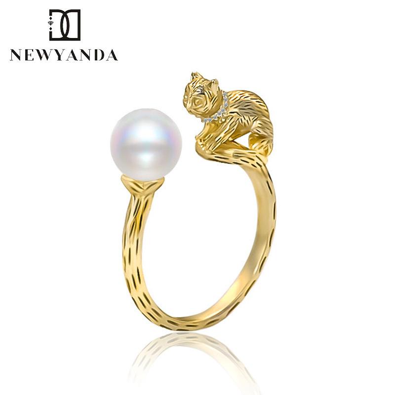 ・素材: 925シルバー・加工: メッキ・形状: 動物（猫）・スタイル: 女式・色: ホワイトゴールド、ゴールド・サイズ: 調整可能・流行要素: 猫