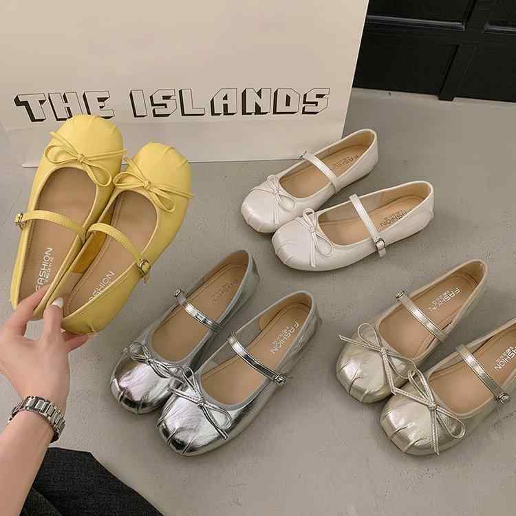 ・靴先形状: ラウンドトゥ・アッパー素材: 合成革・スタイル: プリンセス・対象性別: 女性・ヒール高: 低ヒール・パターン: 無地・カラー: イエロー,シルバー,オフホワイト,ゴールド・サイズ: 35,36,37,38,39,40・アウト...