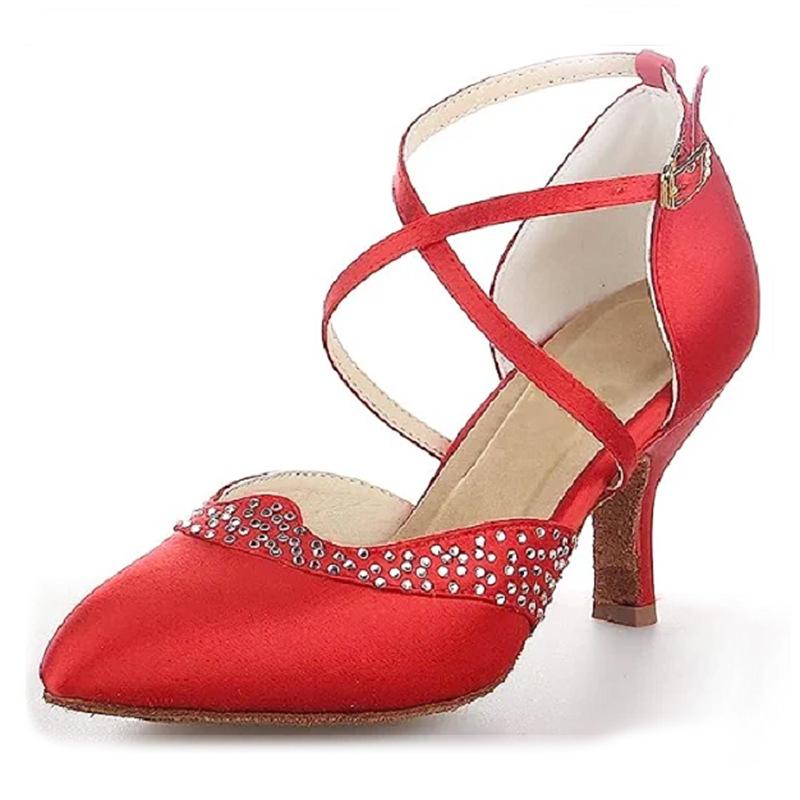 ・対象年齢: 成人・対象性別: 女性・厚さ: 加厚・靴底素材: スエードソール・機能: 通気性,軽量,吸汗,クッション性,フィット感・用途: モダンダンス,ラテンダンス・靴面素材: シルク・色: 赤・サイズ: 34,35,36,37,38,...