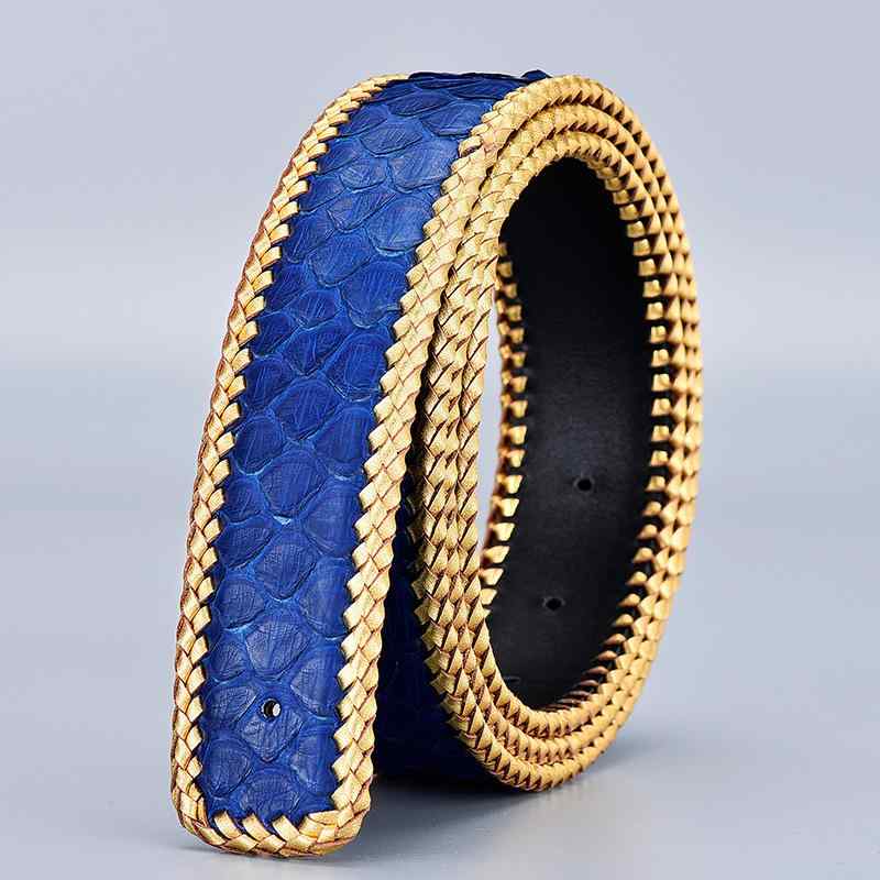 ・性別: 男性・年齢層: 成人・素材: 本革・皮質特徴: ヘビ革・加工: 圧花・流行要素: ステッチ・色: ブルー,ブラック,ブラウン,シルバー,ブラック黄縁,シルバー金縁・幅: 2-4cm・スタイル: ビジネス・ループ数: 単圈・長さ: ...