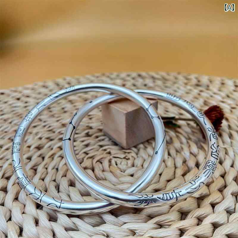 ・素材: 銀メッキ・加工: 電鍍加工・色: 染黒,描金・サイズ: 内径60mm,内径70mm・重量: 50g・スタイル: 民族風