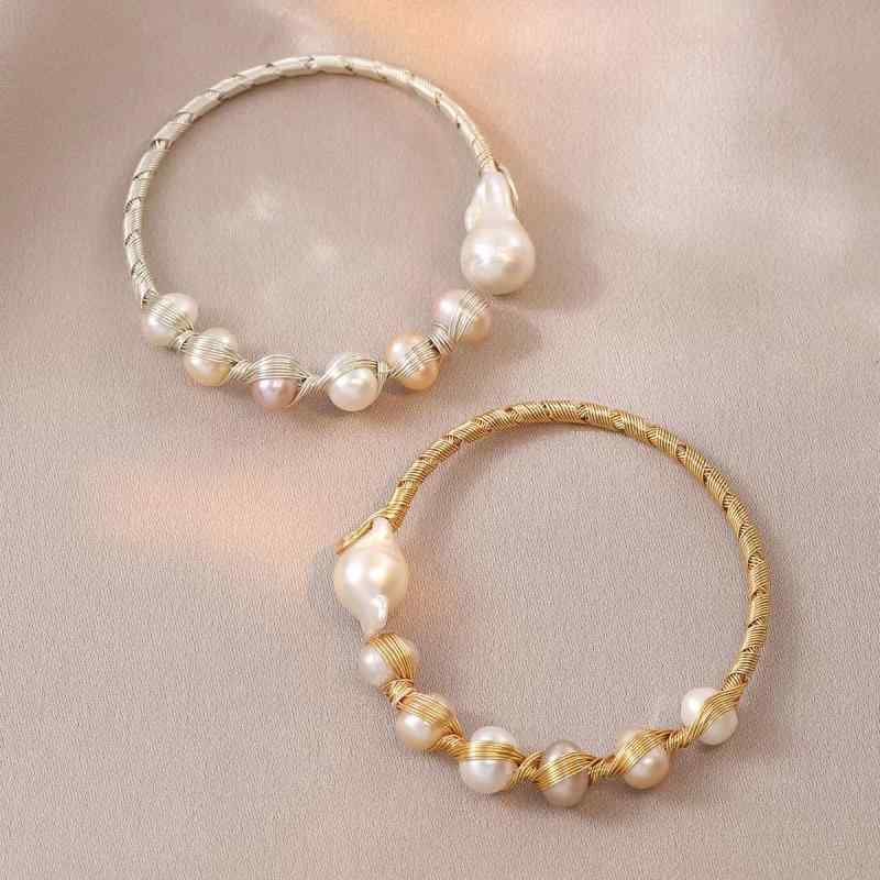 ・素材: 銅・加工: 電鍍・スタイル: 女性用・装飾要素: パール・全体スタイル: シンプル・スタイル分類: ファッション通勤