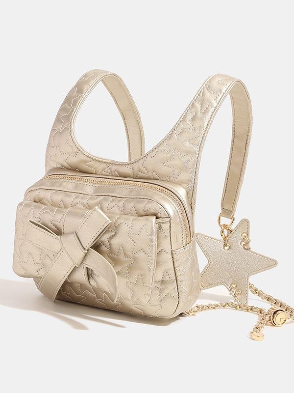 ・カラー: ゴールド, シルバー・スタイル: 清新甜美・素材: PU・流行要素: 蝶結び, チェーン・裏地: ポリコットン・開閉方式: ジッパー・内部構造: ジッパー隠し袋, 携帯袋, カード袋・硬度: 中偏軟・外ポケット: オープン袋・サ...