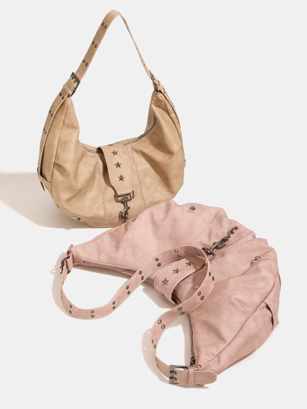 ・カラー: サンド,ピンク,グレー・素材: 合成皮革・バッグタイプ: クレセントバッグ・サイズ感: 大・ディテール: ステッチ・裏地: 合成皮革・形状: クレセント形・開閉方式: ジッパー,スナップ・内部構造: ジッパーポケット,携帯ポケッ...