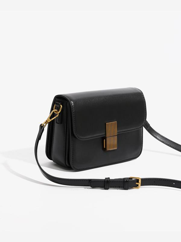 ・色: ブラック・サイズ: 21x4x20cm・スタイル: アーバンシンプル・素材: PU・バッグサイズ: 小型・流行要素: ステッチ, ロック・裏地素材: 合成皮革・形状: 横型方形・開閉方式: ロック・内部構造: 携帯ポケット, カード...