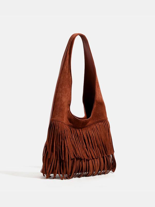 ・カラー: ブラウン・サイズ: 34x12x28cm・スタイル: 欧米復古・素材: プラッシュ・バッグサイズ: 大型・流行要素: ステッチ, フリンジ・裏地: ポリコットン・形状: 縦型方形・開閉方式: マグネット・内部構造: ジッパー隠し...