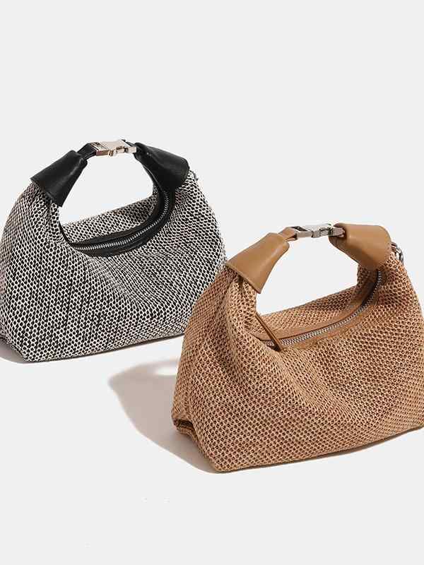 ・カラー: ブラック,ブラウン・素材: コットンリネン・タイプ: 餃子バッグ・装飾: 編み込み,チェーン・裏地: ポリエステルコットン・形状: 餃子型・開閉: ジッパー・内部構造: ジッパー隠しポケット,スマホポケット,カードポケット・硬さ...