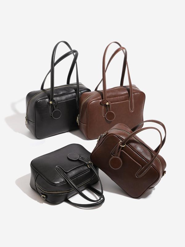 ・カラー: ブラック、ダークブラウン・素材: PU・バッグタイプ: 小方包・サイズ: 大号 32×12×22cm、小号 25×11×17cm・形状: 横型方形・開閉方式: ジッパー・内部構造: ジッパー隠し袋、携帯袋、証件袋・硬度: 中偏軟...