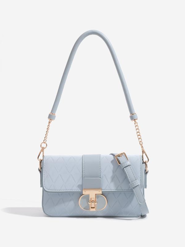 ・カラー: オフホワイト、ピンク、ラベンダー、ミントグリーン、ブルー・サイズ: 20×5×13cm・スタイル: アーバンシンプル・素材: PU・バッグサイズ: 小・流行要素: 菱形、チェーン、ロック、マカロンカラー・裏地: ポリコットン・形...