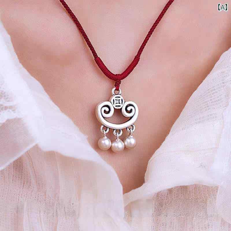 ・素材: シルバー・加工: 手作り・チェーンスタイル: 標準チェーン・ペンダント素材: シルバー・長さ: 41cm-50cm・色: ワインレッドロープ,ブラックロープ,ワインレッドロープシルバービーズ,ブラックロープシルバービーズ,マットシ...