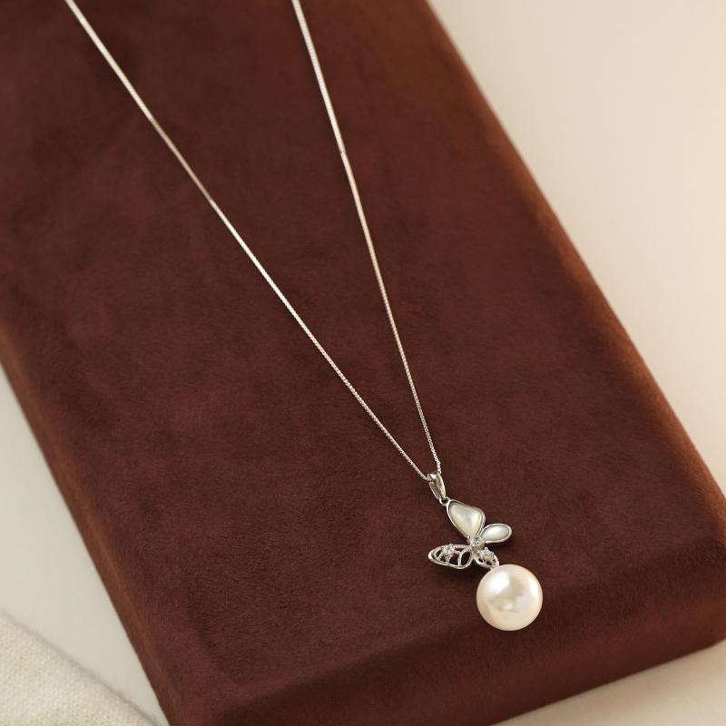 ・素材: パール・加工: メッキ・形状: ジオメトリック型・チェーンスタイル: 鎖骨チェーン・ペンダント素材: 真珠母貝・全長: 41cm-50cm・色: ホワイトゴールド,ゴールド・純度: 925シルバー・パール直径: 4mm-5mm・重...